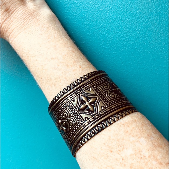 Vintage | Jewelry | Medieval Vintage Cuff Wide Bracelet Viking Gold ...